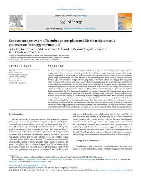 Pdf Can Occupant Behaviors Affect Urban Energy Planning Distributed