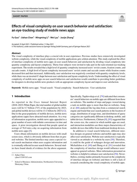 Effects Of Visual Complexity On User Search Behavior And Satisfaction