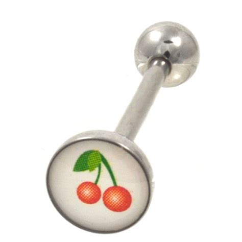 Cum Here Logo Tongue Ring Barbell 14g 58