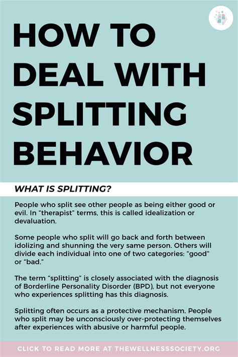 how to deal with splitting behavior the wellness society self help