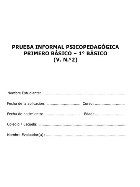 Prueba 1ro Básico Pdf