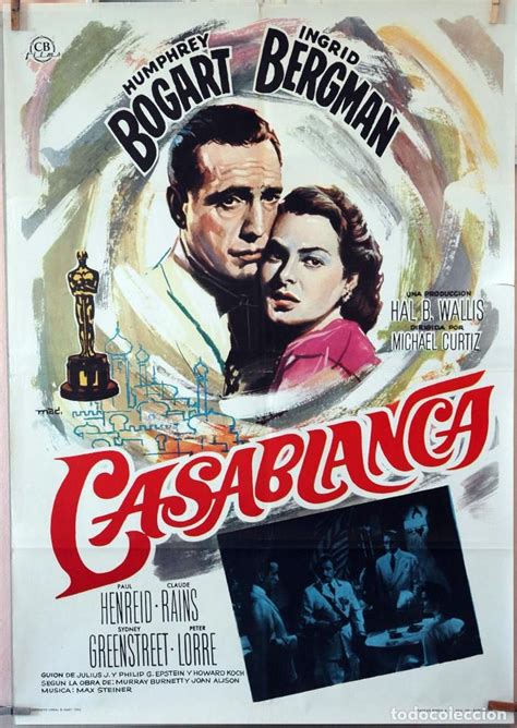 Casablanca Humphrey Bogart Ingrid Bergman Cartel Original 1965