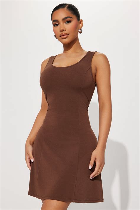 Casual Weekends Flared Mini Dress Brown Fashion Nova Dresses