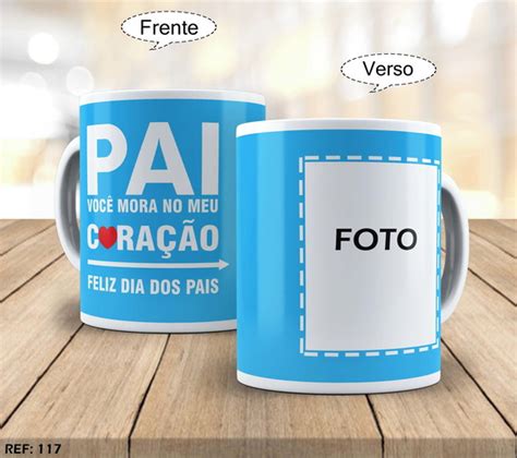 caneca personalizada pai você mora no meu coração Elo7