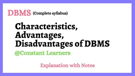 3 Characteristics Advantages Disadvantages Of Dbms Understand