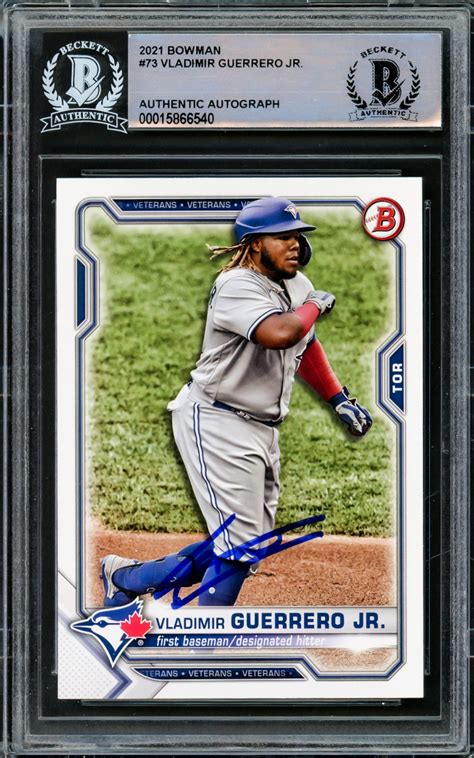 Vladimir Guerrero Jr Autographed 2021 Bowman Card 73 Toronto Blue