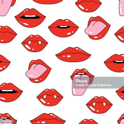 Seamless Pattern With Female Lips On White Background向量圖形及更多無痕式樣圖片 Istock
