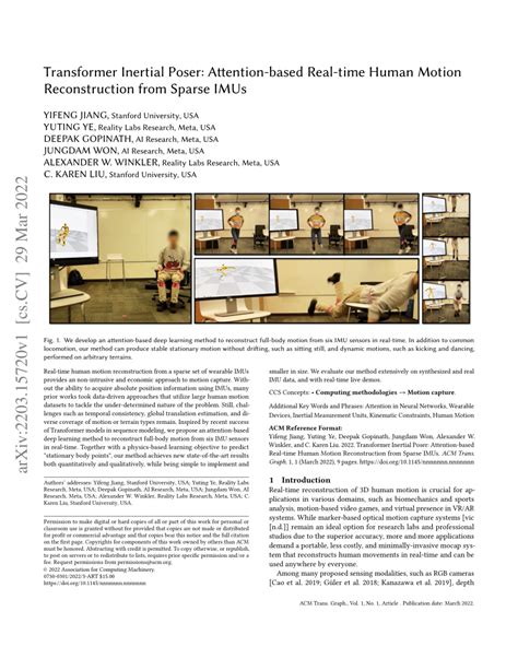 Pdf Transformer Inertial Poser Attention Based Real Time Human