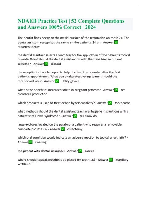 Ndaeb Practice Test 52 Complete Questions And Answers 100 Correct 2024 Ndaeb Stuvia Us