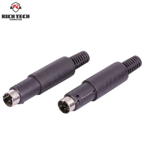 8pcs Mini 6pin Din Connector For Computer Keyboard Mouse Din 6pin Male Plug Adapter With Plastic