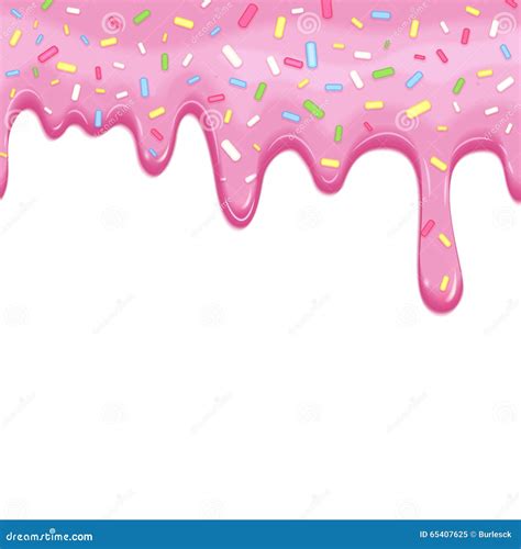 Dripping Pink Doughnut Seamless Vector Glaze Stock Vector