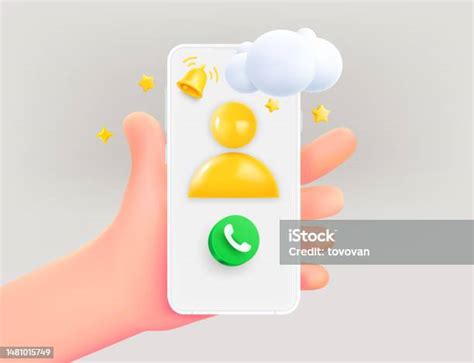 수신 전화와 함께 스마트 폰을 들고 손 3d 벡터 일러스트 레이 션 공동체에 대한 스톡 벡터 아트 및 기타 이미지 공동체