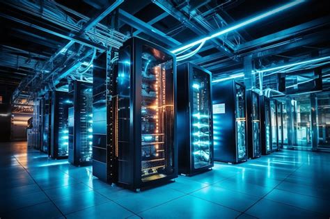 Premium Ai Image Modern Data Center With Server Racks And Cooling System Generative Ai