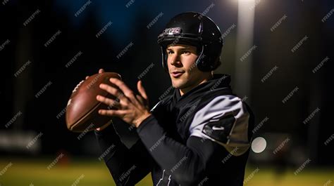 Premium Photo Football Quarterback Throwing A Pass During A Night Game