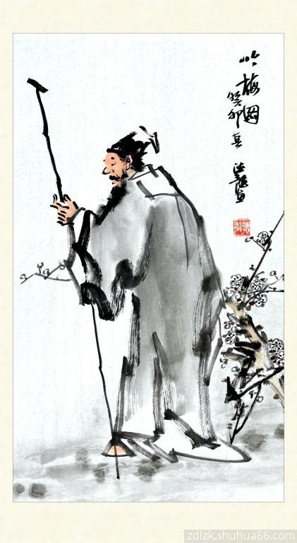 人物画吟梅图 人物画 相册 郑德龙 书画家园