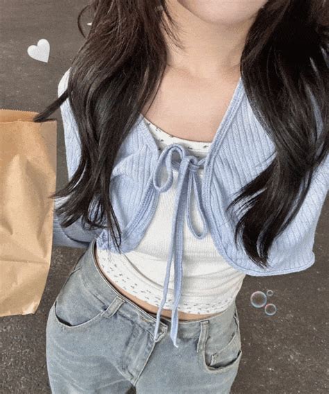 [하나사서 1년 뽕 뽑는 ] 사계절템 살탐방지 골지 리본 발레코어 크롭 볼레로 가디건 에이블리