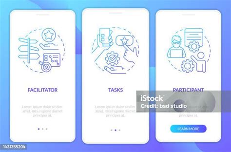 Komponen Uji Kegunaan Layar Aplikasi Seluler Onboarding Gradien Biru