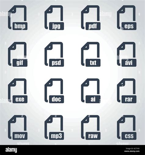vector black file format icon set stock vector image and art alamy