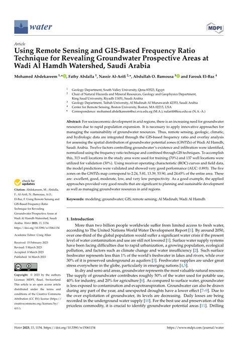 Pdf Using Remote Sensing And Gis Based Frequency Ratio Technique For