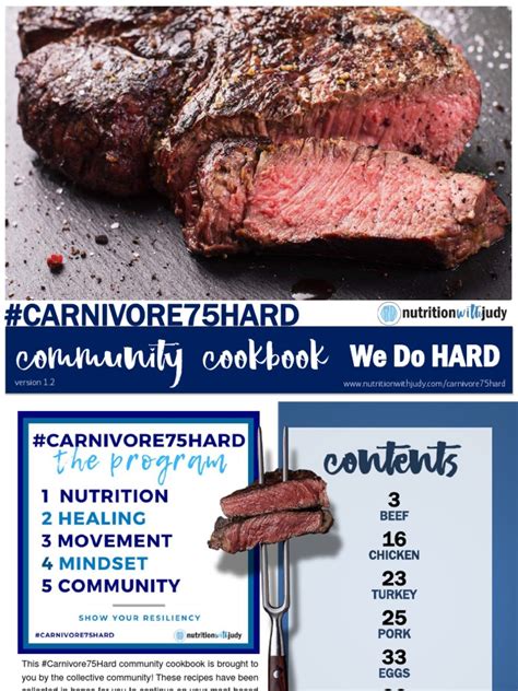 Carnivore75hard Community Cookbook Carnivore Cure Bonus Pdf Steak