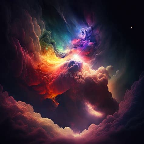 Ai Generated Image Of Galaxy With Colorful Nebula And Stars Digital Illustration Stock Image