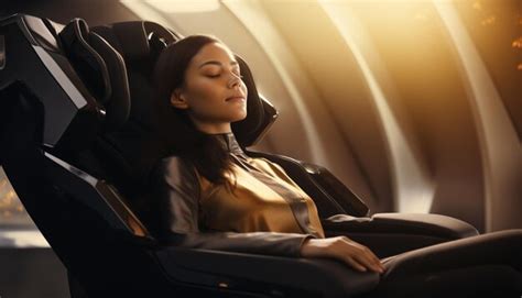 Premium Ai Image Woman Relaxing In A Black Massage Chair