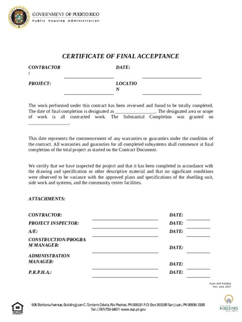 Certificate Of Completion And Final Acceptance Doc Template Pdffiller