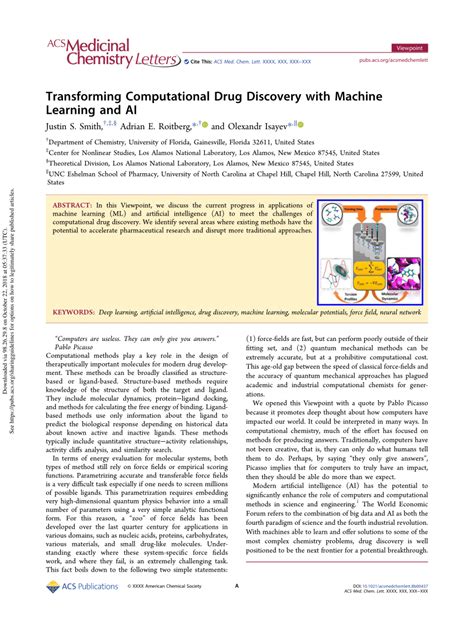 PDF Transforming Computational Drug Discovery With Machine Learning And AI