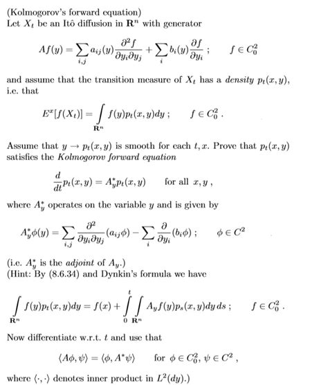 Kolmogorovs Forward Equation Let Xi Be An Itô