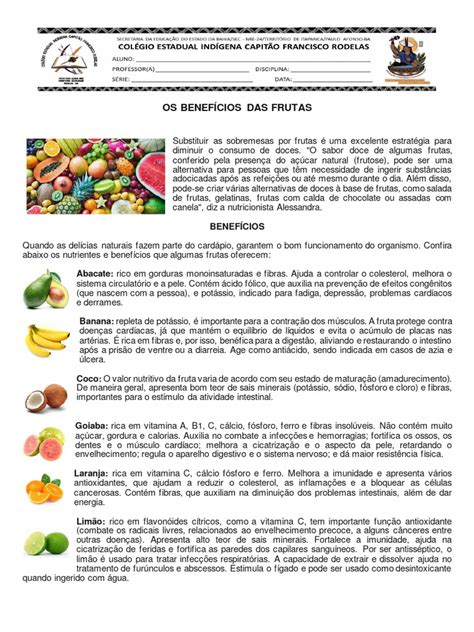 Os Benefícios Das Frutas Pdf Bem Estar Estilo De Vida