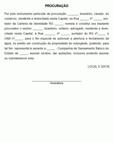 Modelo De Procuração Para Representação Junto A Companhia De