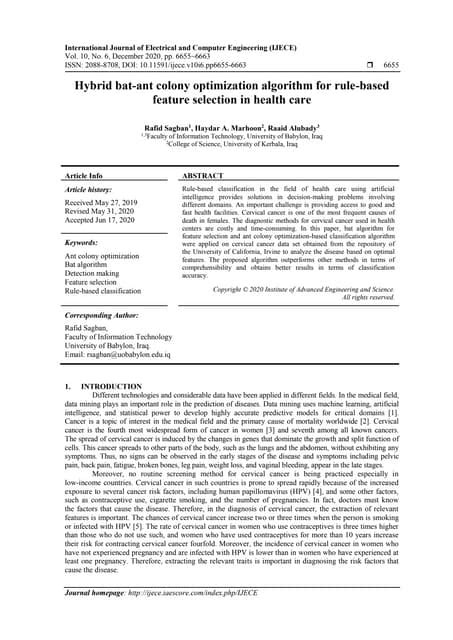 Hybrid Bat Ant Colony Optimization Algorithm For Rule Based Feature