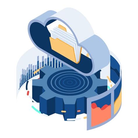 Isometric Cloud Computing And Data Storage Vector Image