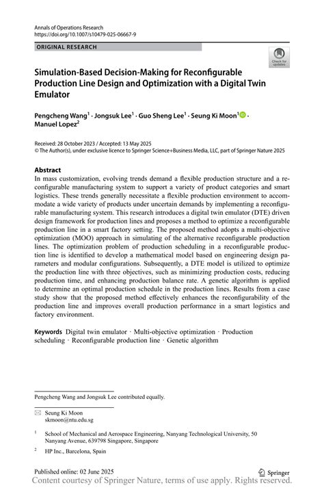 Simulation Based Decision Making For Reconfigurable Production Line