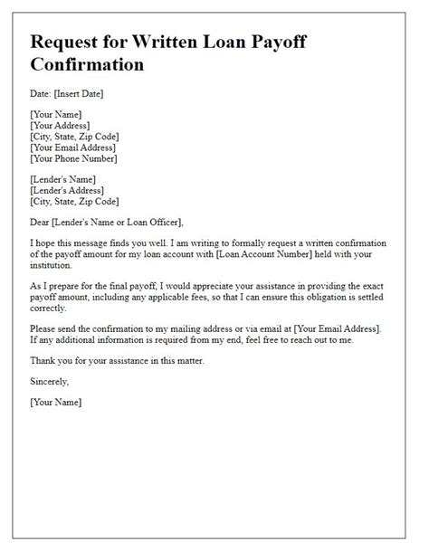 Letter Template For Loan Payoff Letter Request Free Samples In Pdf Letterin