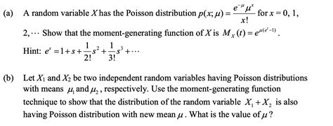 Solved X A é M A Random Variable X Has The Poisson