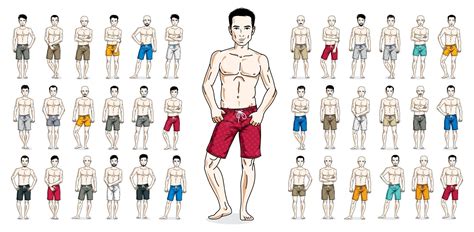 Premium Vector Men In Beach Shorts Vector Illustrations Big Set