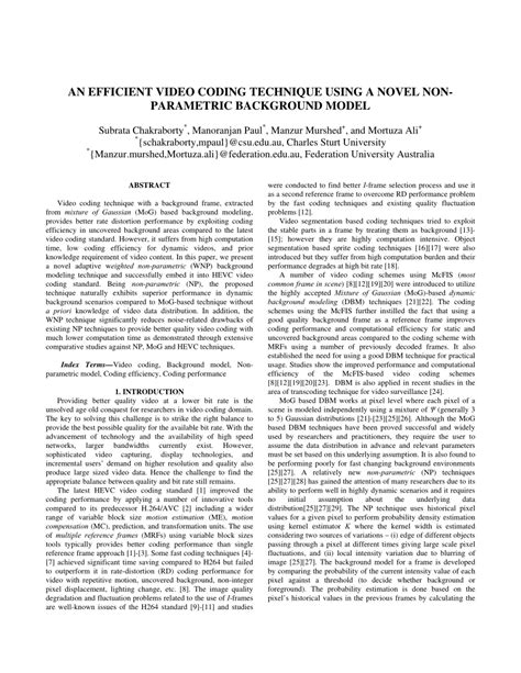 Pdf An Efficient Video Coding Technique Using A Novel Non Parametric