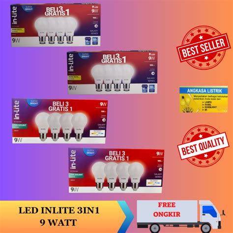 Jual PAKET SUPER MURAH BELI 3 GRATIS 1 LAMPU LED INLITE 9 WATT INB007 Shopee Indonesia