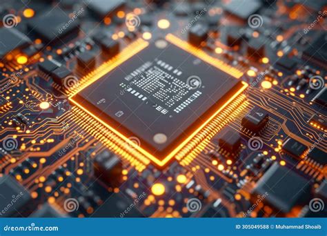 intricate 3d microprocessor with ai circuit lines cutting edge