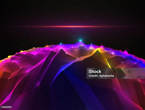 환상적인 공간 행성 지형 벡터 일러스트 우주 과학 소설 위대한 3d 디자인 제목 및 텍스트 복사 공간 추상 배경으로 사용 가능 0명에 대한 스톡 벡터 아트 및 기타 이미지