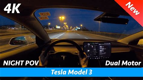 Tesla Model 3 LR Night POV Test Drive FULL Review In 4K LED