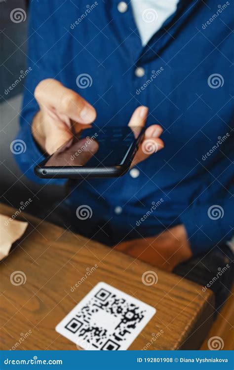 Man Scanning The QR Code With Mobile Phone Stock Photo Image Of Internet Application