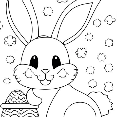 Easter Bunny Coloring Page · Creative Fabrica