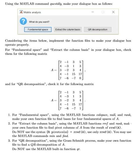 Solved Using The Matlab Command Questdlg Make Your Dialogue