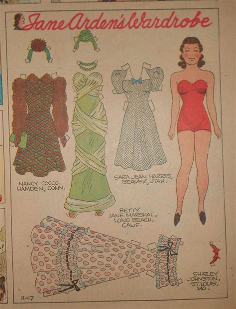 11 17 40 Jane Arden Paper Doll Ebay Paper Dolls Vintage Paper