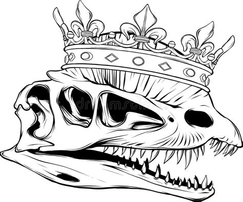 Czarna Linia Dinozaur Dilofoszaur Czaszka Wektor Iluzacja Ilustracja