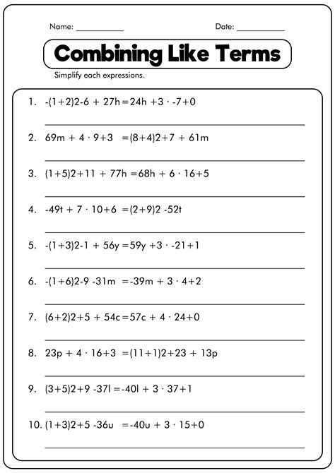 Combine Like Terms Worksheet Ar Worksheets Library