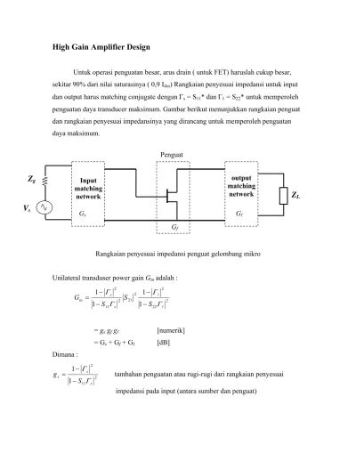 penguat output matching network input matching network rangkaian