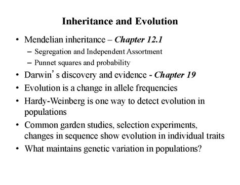 Lecture 3 4 Mendel Darwin And Evolution Inheritance And Evolution